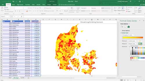 Vis dine data på et kort i Excel med Map Charts – EnkelExcel.dk